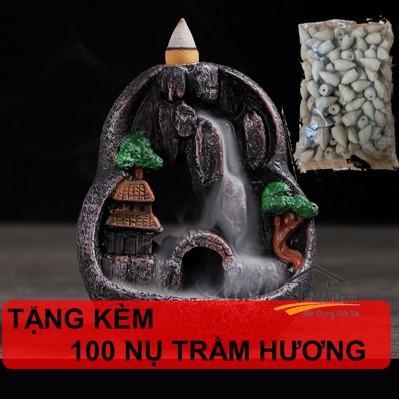 Combo Smoke Waterfall + 100 natural agarwood buds, smoke radiating ...