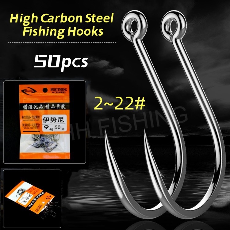【50pcs】Super Sharped Fishing Hooks Barbed Baitholder Hooks High Carbon Steel Fish Hook Jig Fish ...