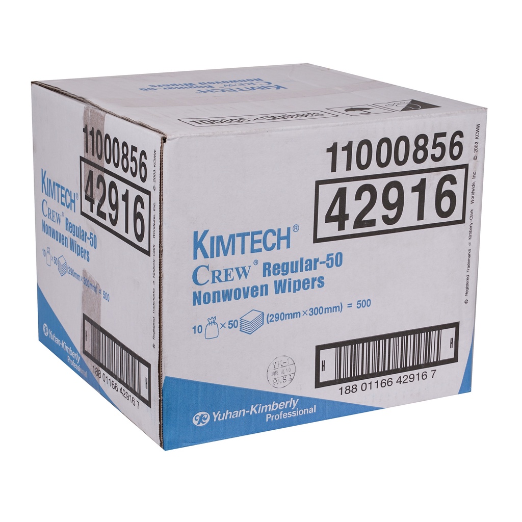 Kimtech Crew Regular-50 Wipers 42916 - White, 1 ply, 10 Packs x 50 ...