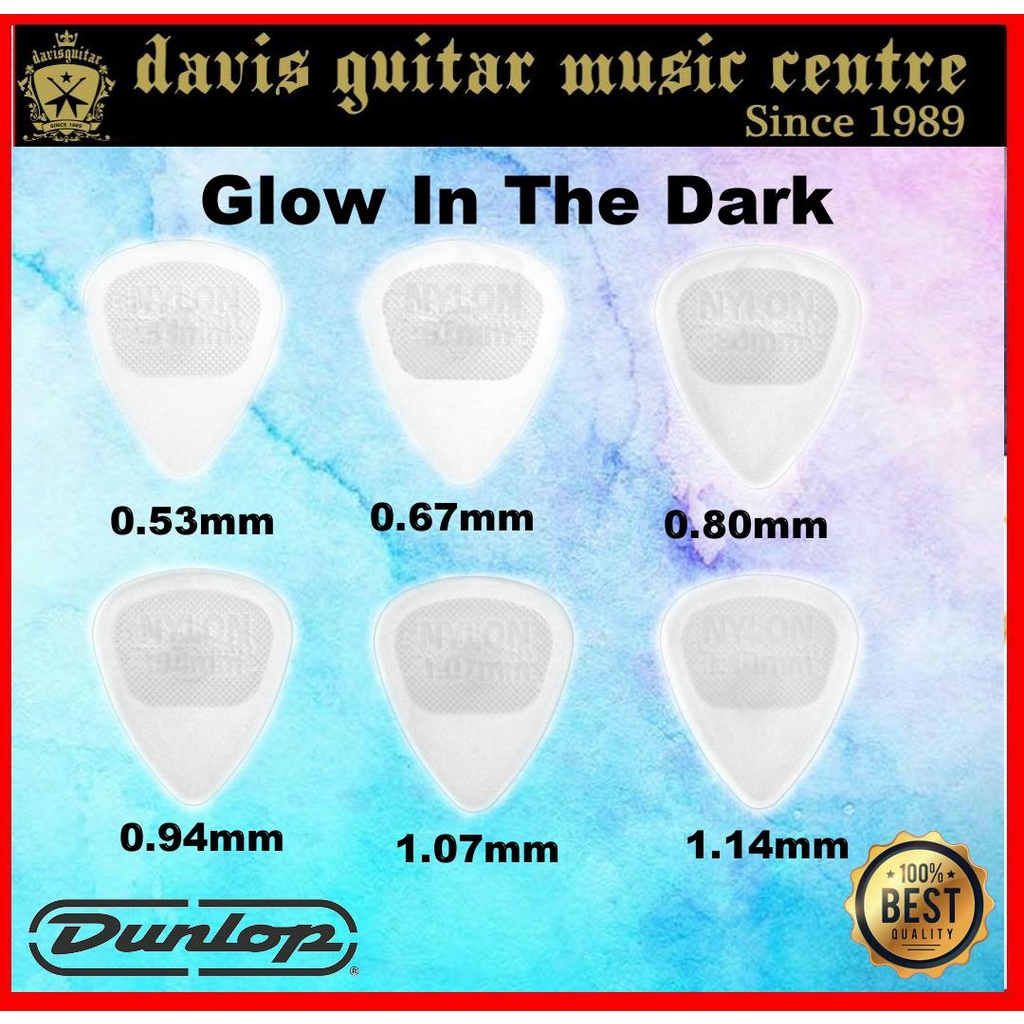 (2pcs) Jim Dunlop Guitar Nylon Glow in the Dark Pick Authentic [SG ...