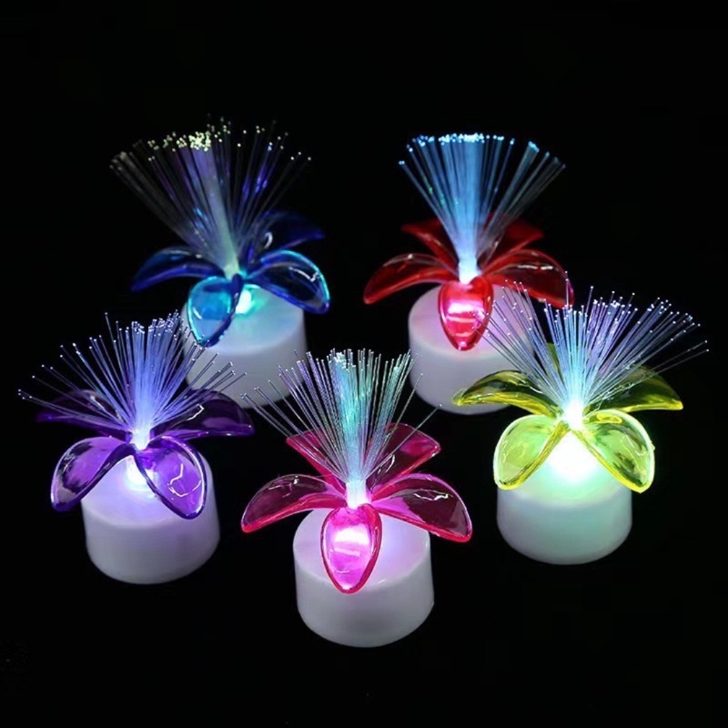 LED Colorful Fiber Optic Light Rose Fiber Optic Flower Night Light kids ...