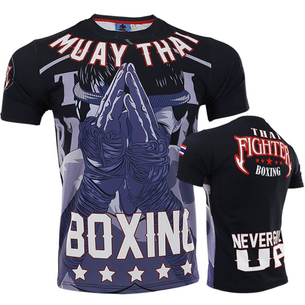 Muay Thai boxing shirts gymnastics T-shirt Sanda men's sports shirts ...