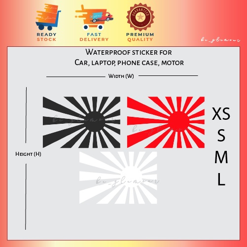 Japan Sunrise flag Sticker rising sun Stiker Kereta Waterproof Car ...