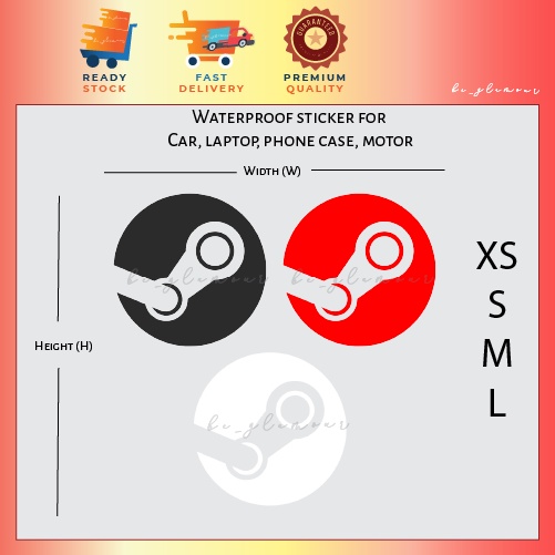 Valve Steam logo Sticker gear gaming stiker waterproof pantulan cahaya ...