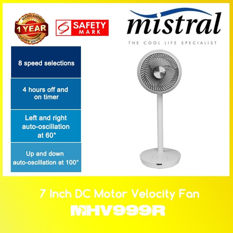 Mistral MHV999R 7 Inch DC Motor Velocity Fan WITH 1 YEAR WARRANTY ...