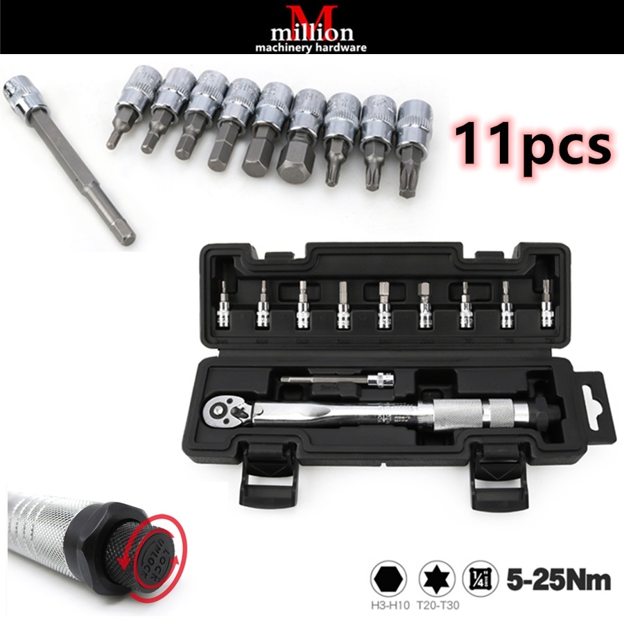 11pcss 1/4" Torque Wrench 5-25Nm Bicycle Bike Torque Wrench Allen Key ...