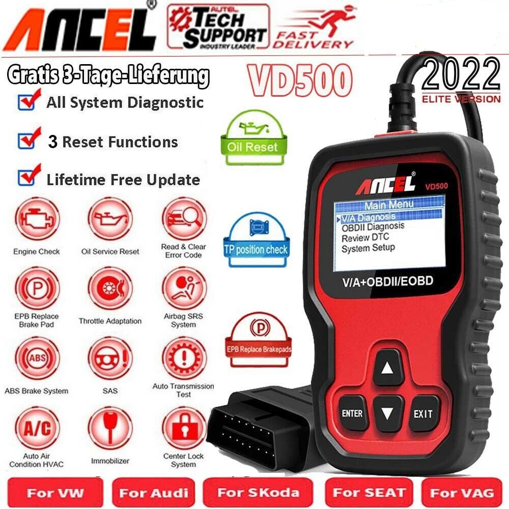 【Get Freebies】ANCEL VD500 OBD II Diagnostic Scanner for Volkswagen VW ...
