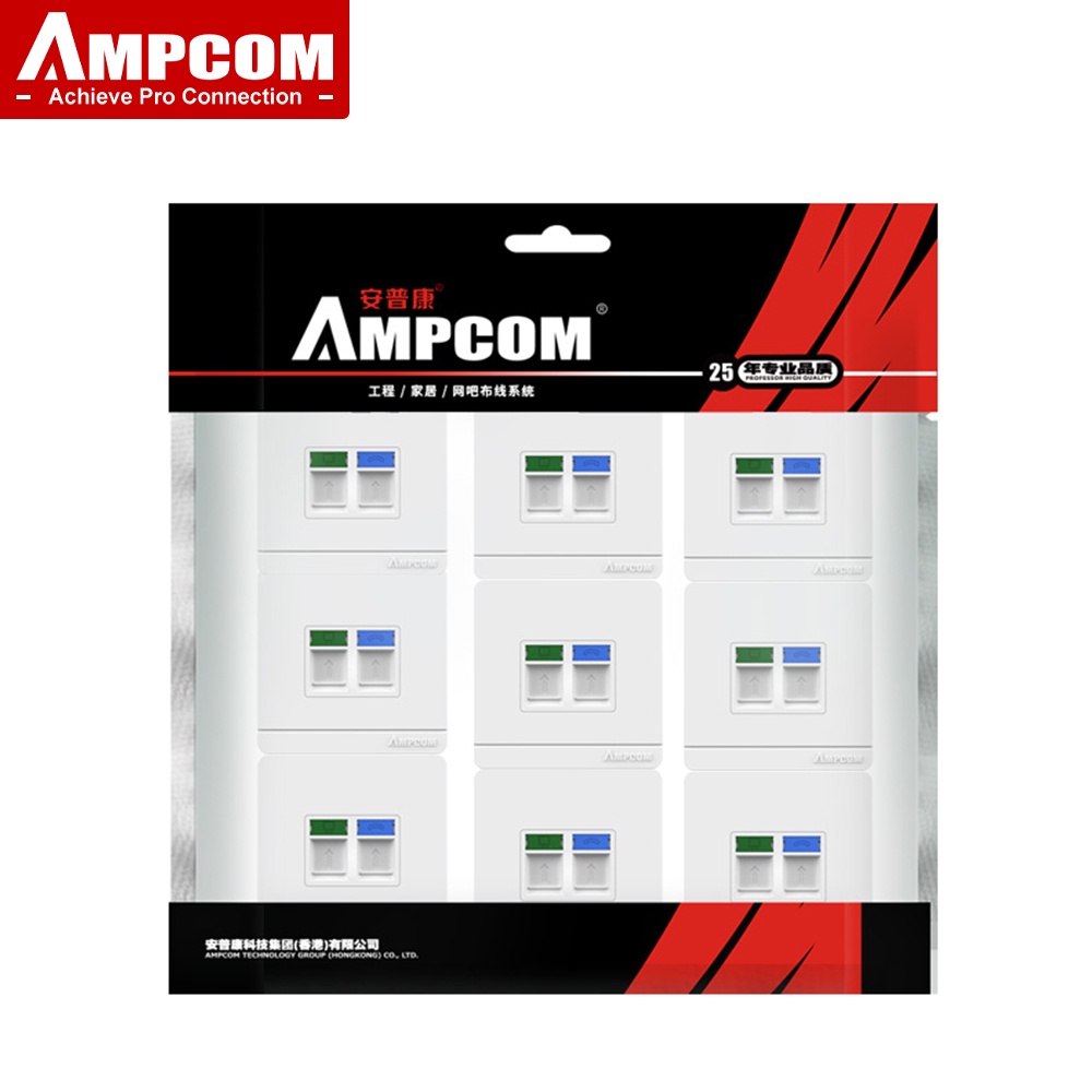 AMPCOM 10-PACK RJ11 RJ45 Faceplate Wall Socket Wallplate Face plate 1 ...