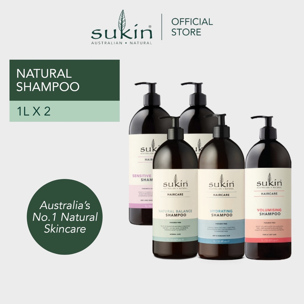 [ VALUE SET OF 2] Sukin Natural Shampoo (1L x 2) – Hydrating or Natural ...