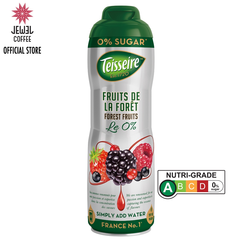 [No.1 in France] Teisseire True Flavour Syrup 600ml (Zero Sugar 0% Zero Alcohol 0% & Zero ...
