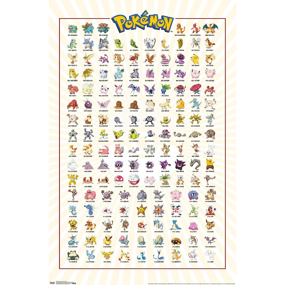 Pokemon Kanto Grid Wall Poster 0627 | Shopee Singapore