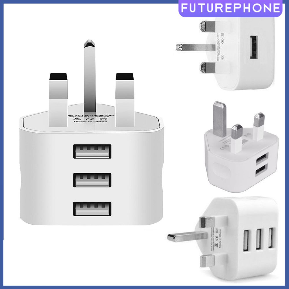 Universal 1/2/3-port Usb Uk Plug 3 Pin Wall Charger Adapter Triangle ...