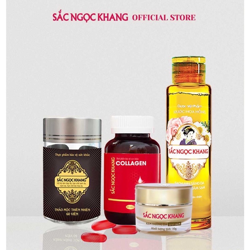 Sac Ngoc Khang Perfect Skin Care Combo (1 Box of Collagen, 1 Box of Sac Ngoc Khang++, Rose Water ...