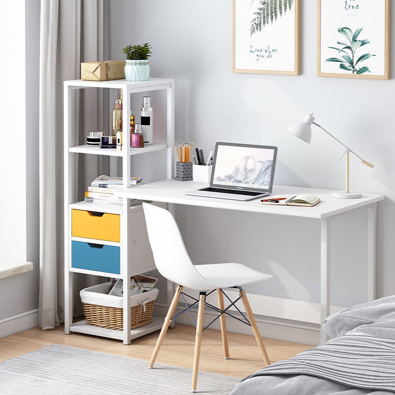 Study Table with Side Shelves / Computer Tables with Bookshelf ...