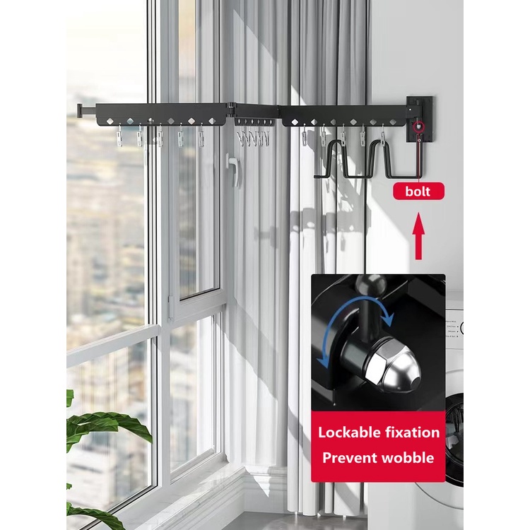 SG Retractable Clothes Hanger Aluminum Drying Rack Punch/No-punch ...