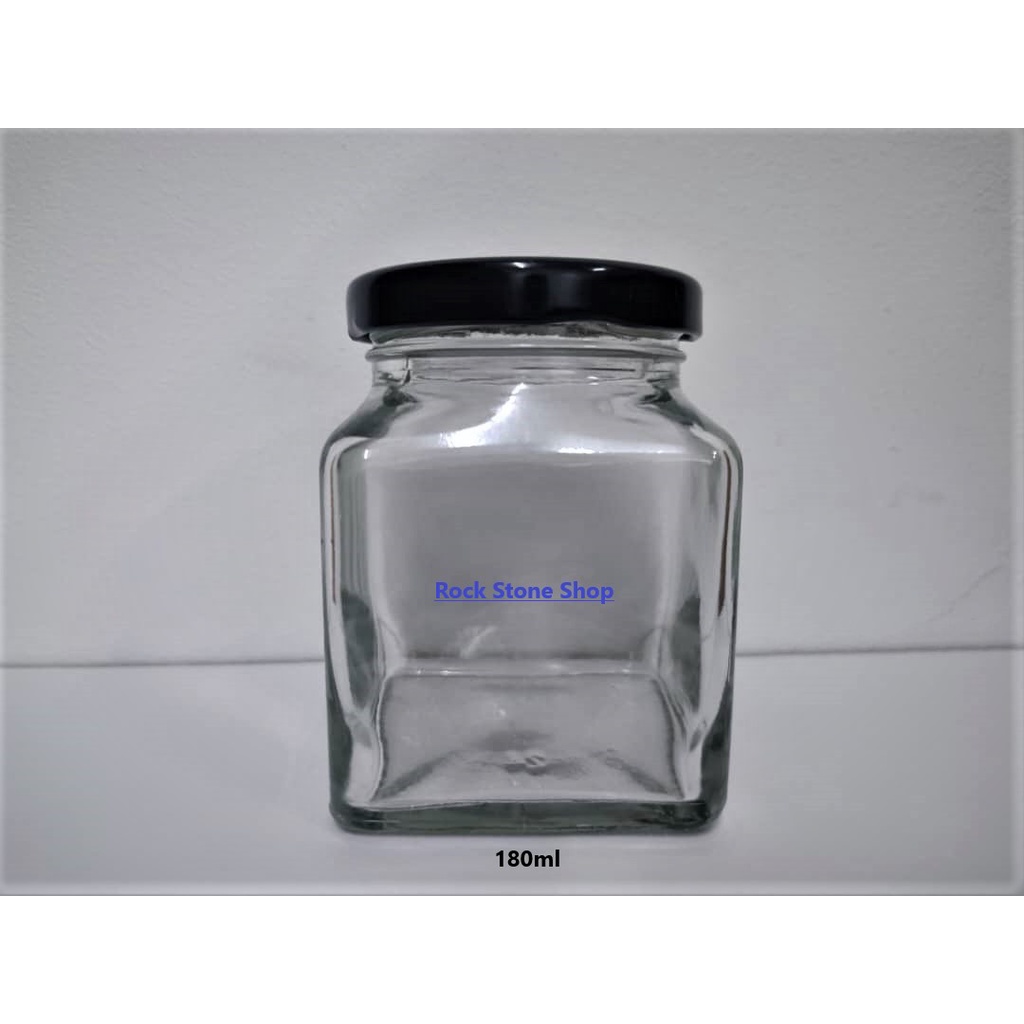 [100 Pcs] 180ml Square Glass Jar Mini Bottle Air Tight Storage ...