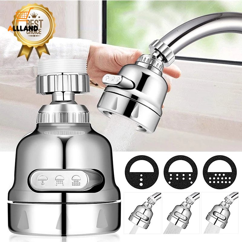 360° Rotation Splash-proof Faucet Sprayer Head/ Three-speed Mode ...