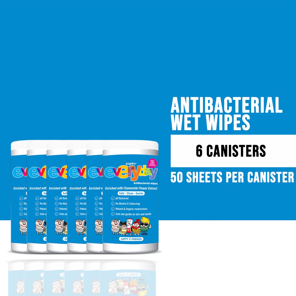 Zappy Everyday Canister Wipes 50 Sheets x 6 canister | Shopee Singapore