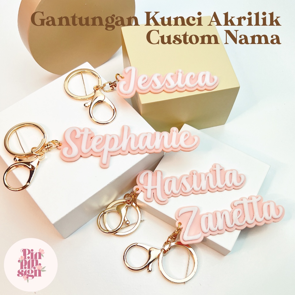 GANTUNGAN (GK03) Custom 3d Acrylic Keychain Name Souvenir Gift | Shopee ...
