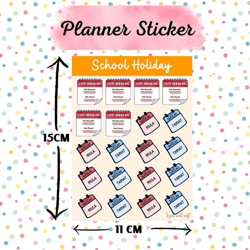 School Holiday/School Break Planner Sticker | Sticker Cuti Sekolah ...