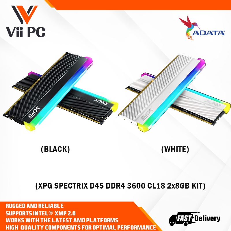 ADATA XPG SPECTRIX D45 DDR4 3600 CL18 16GB( 2x8GB) KIT - Black /White | Shopee Singapore
