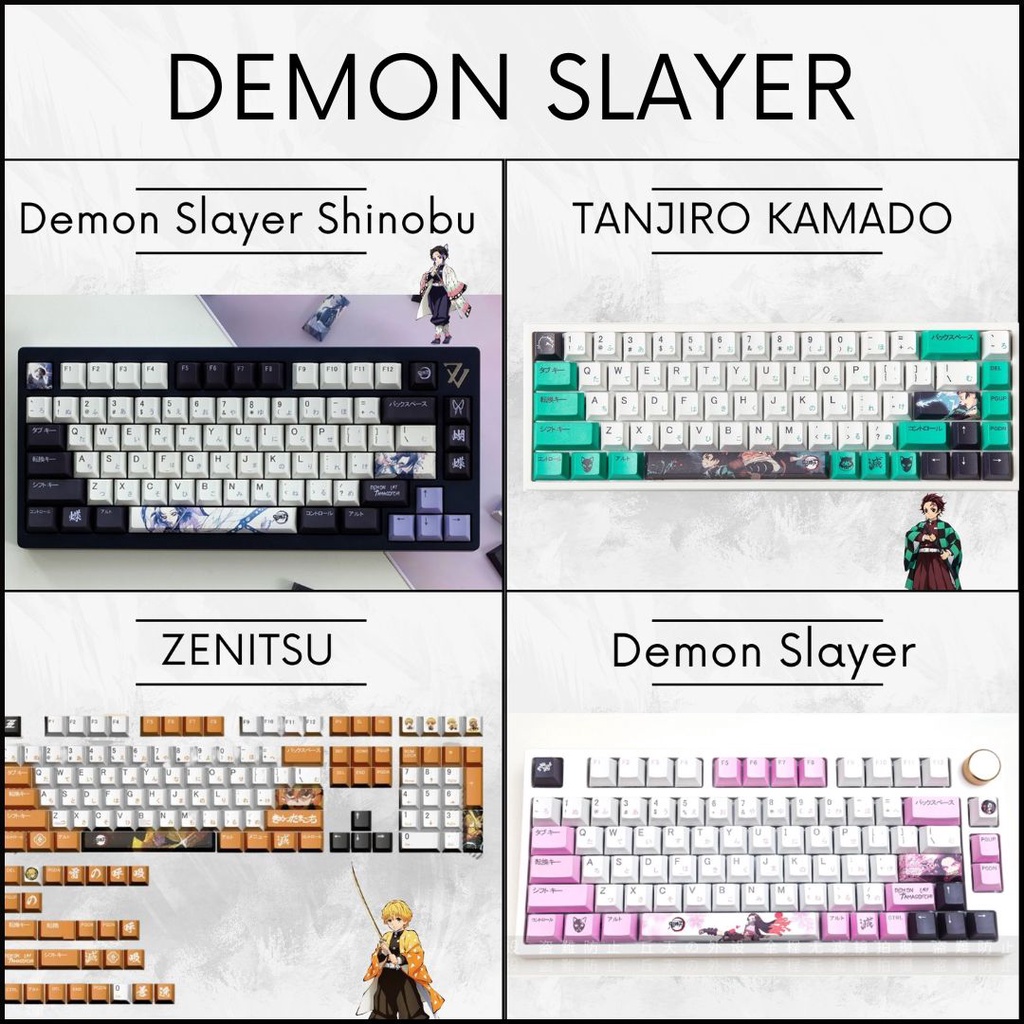 Demon Slayer Tanjiro Nezuko Anime PBT Cherry Profile Dyesub Keycaps for ...