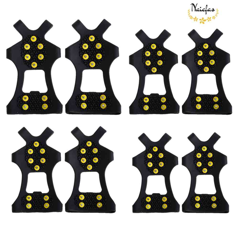 10-Stud Universal Ice No Slip Snow Shoe Spikes Grips Cleats Crampons ...