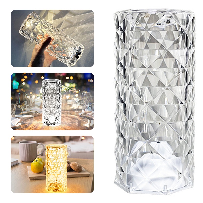 LED Crystal Table Lamps Romantic Atmosphere Rose Lamp Touch Dimming ...