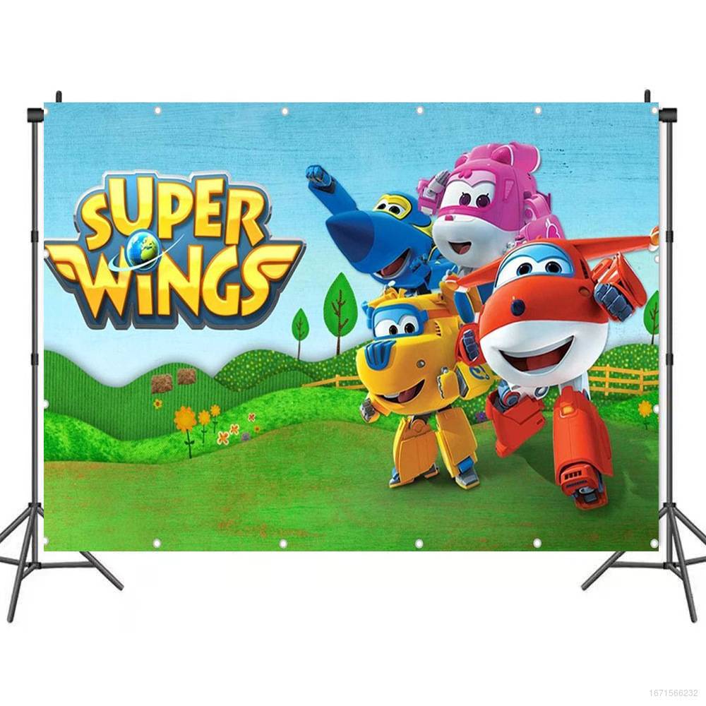 BH3 Super Wings Theme Cartoon Photography Background Cloth Party Banner ...
