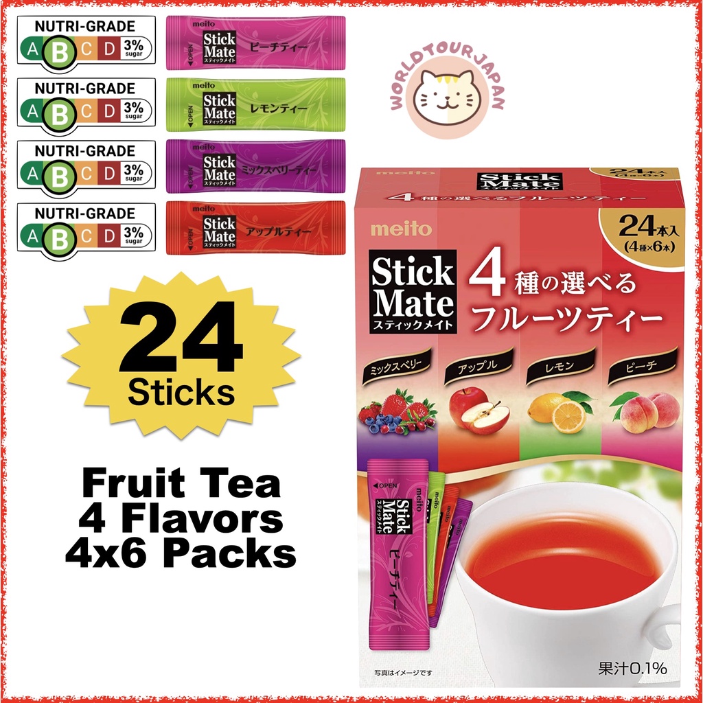 MEITO StickMate Fruit Assort Set 24 packs / 4 types x 6 packs / Powder ...