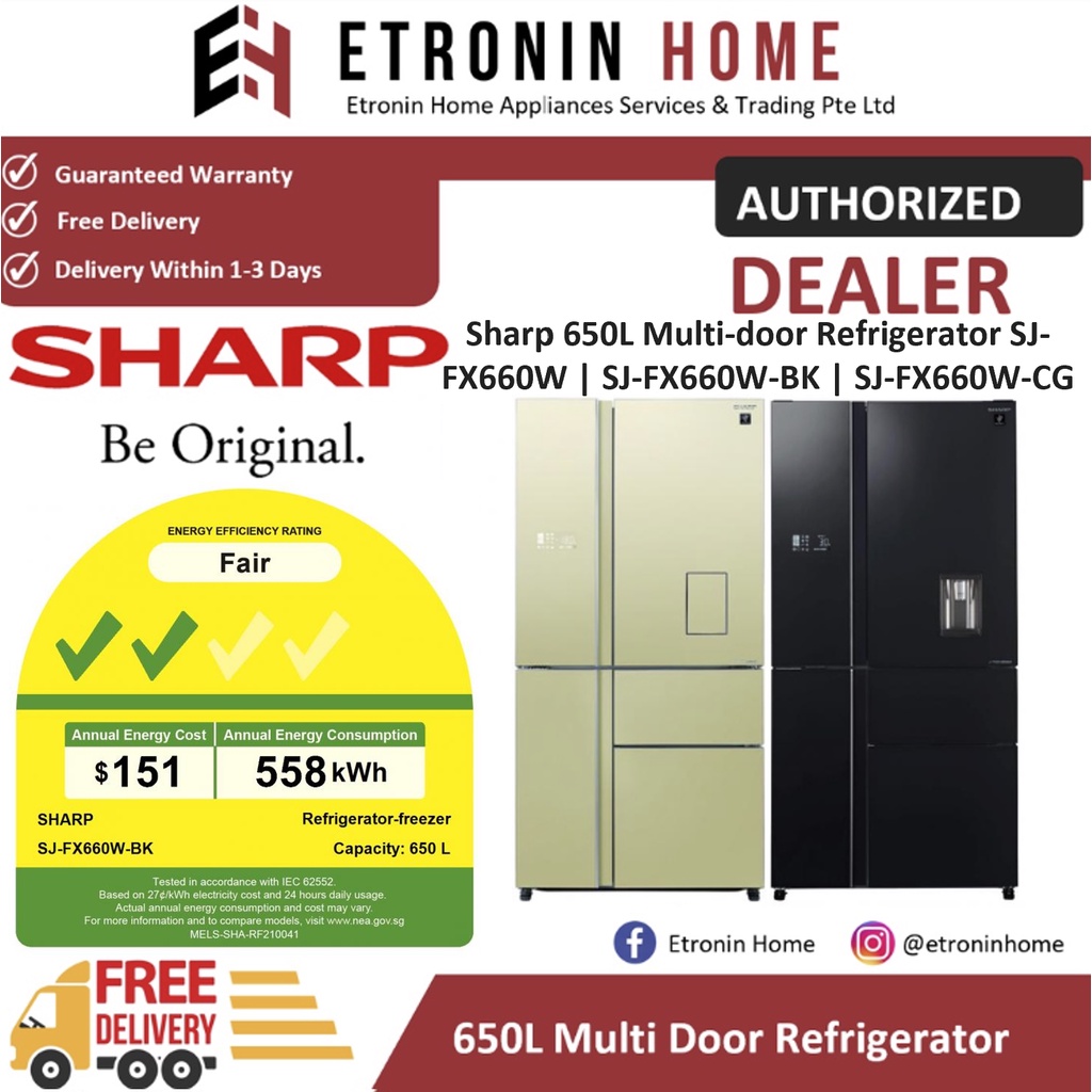 Sharp 650L Multi-door Refrigerator SJ-FX660W | SJ-FX660W-BK | SJ-FX660W ...