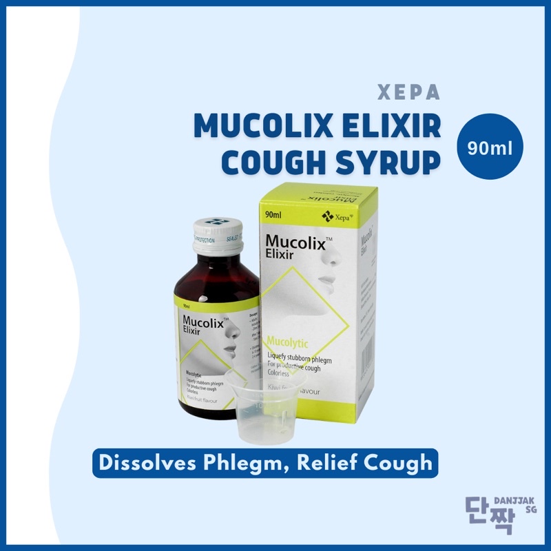 Mucolix Elixir Cough Syrup Kiwi Flavour 90ml (Dissolves Stubborn Phelgm ...