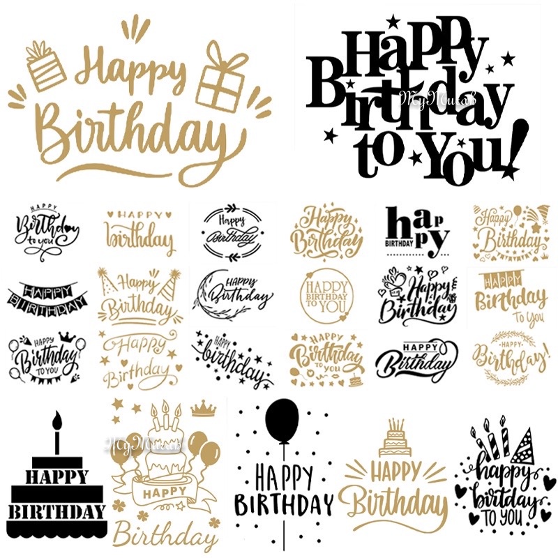 10inch BOBO STICKER Bronzing Letter Happy Birthday Sticker Bobo Bobo ...