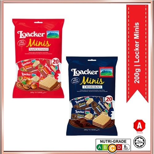 LOACKER MINIS NAPOLITANER / CREMKAKAO 200G X2 PACKS ASEAN.OS | Shopee ...