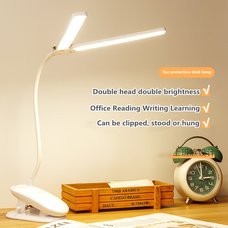 LED eye protection table lamp clip-type double lamp rechargeable plug ...