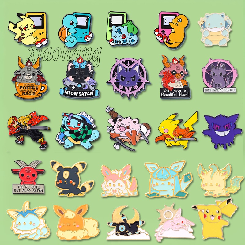 Cartoon Pikachu Enamel Pins Brooch Anime Game Cute Turtle Duck Pokemon ...