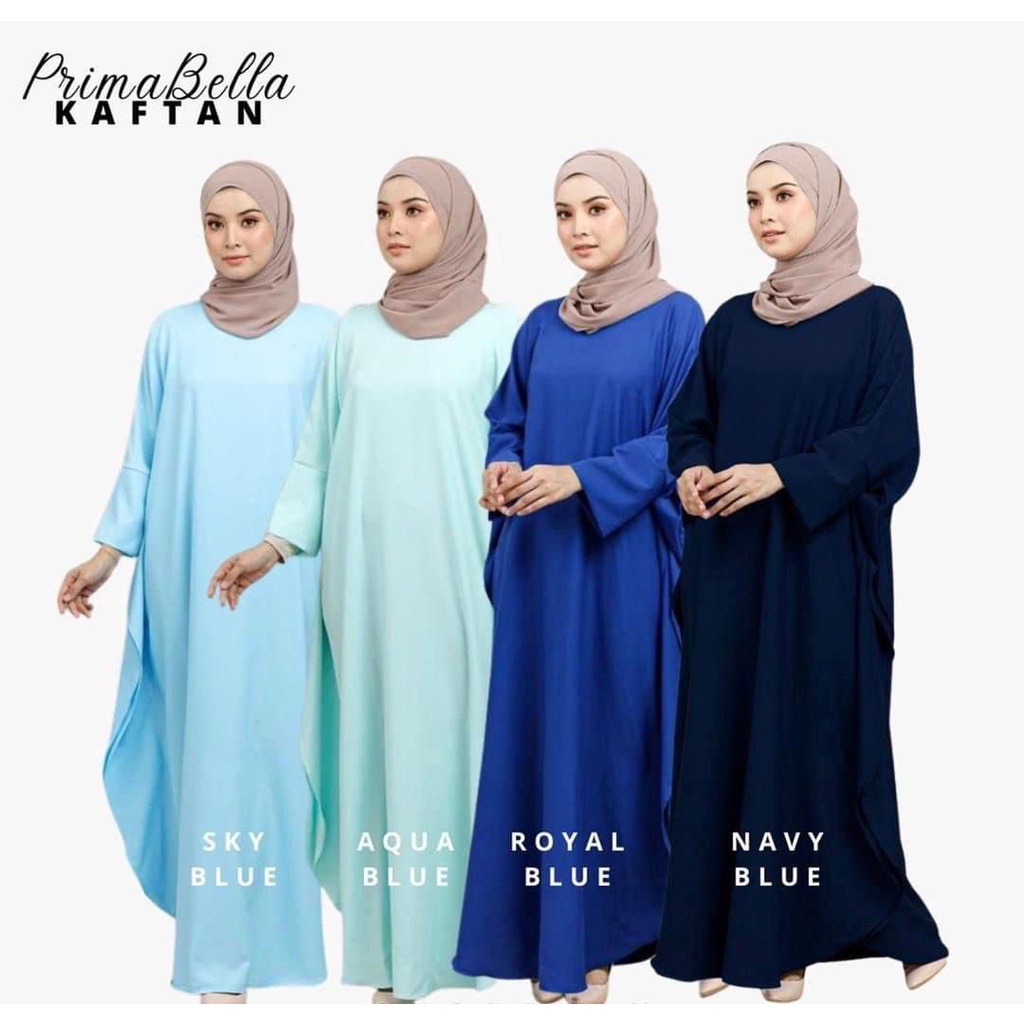 Kaftan NAVY BLUE Robe Umrah Muslimah Moden Abaya Dress Anti Wrinkle ...