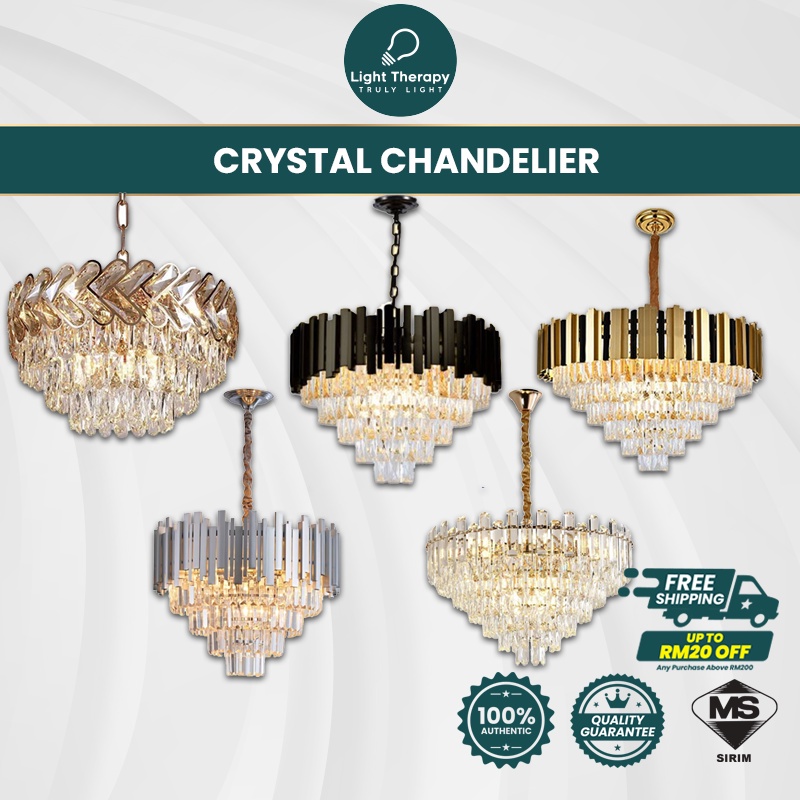 Modern Luxury Golden Black Stainless Steel Crystal Chandelier Pendant ...