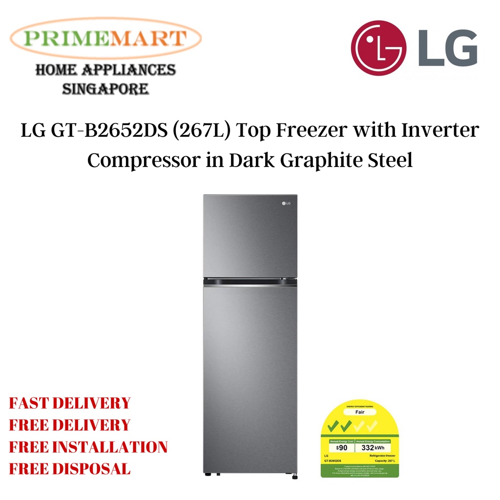 LG GT-B2652DS (267L) Top Freezer with Inverter Compressor in Dark ...