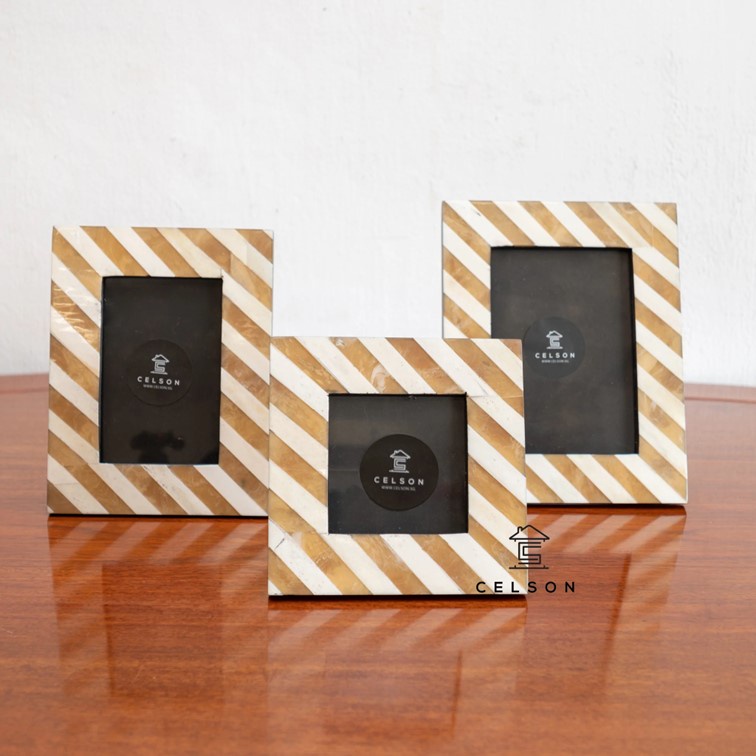 Celson ( SG Seller ) Roger chevron Pattern Bone/Horn Inlay Photo Frame ...