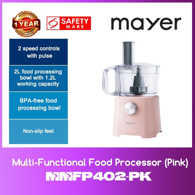 Mayer MMFP402-PK 2L Multi-Functional Food Processor (Pink) WITH 1 YEAR ...
