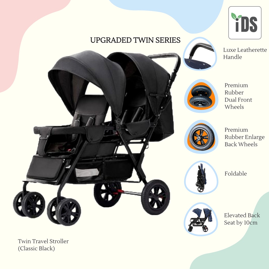 [iDS] New! Reclining Twin Stroller Double Stroller Dual Stroller Front ...