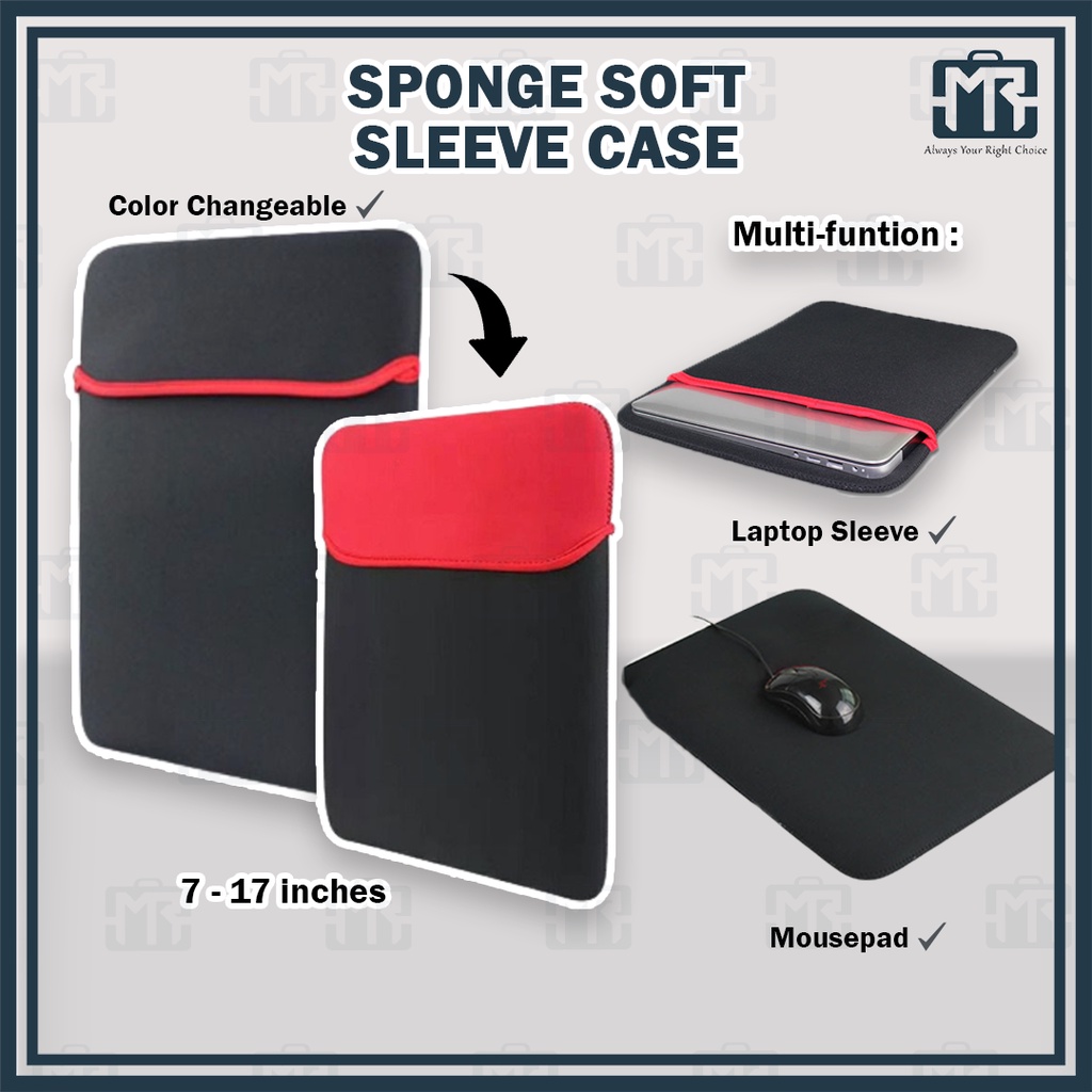(7-17 inch) MR SPONGE RED BLACK Waterproof Laptop Sleeve Soft Case For ...