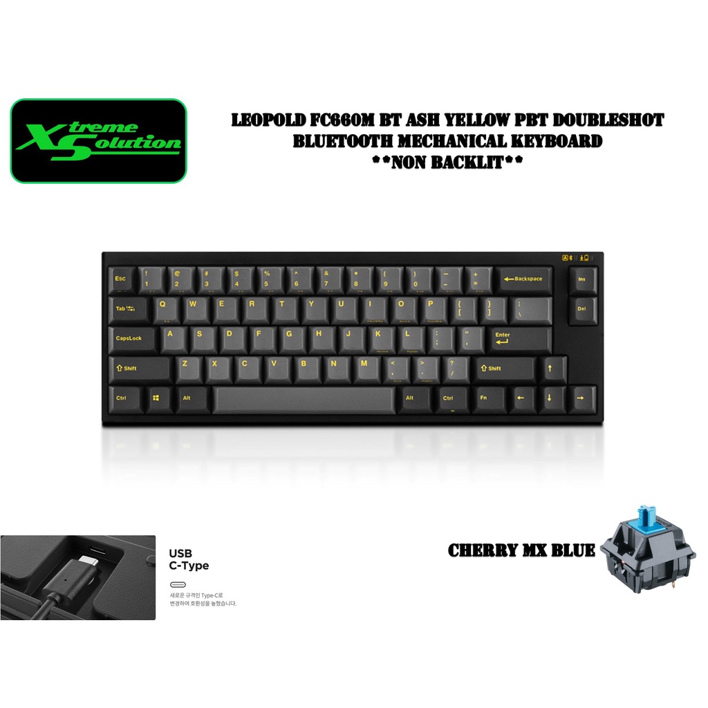 Leopold FC660M BT Ash Yellow PBT DoubleShot Bluetooth Mechanical ...