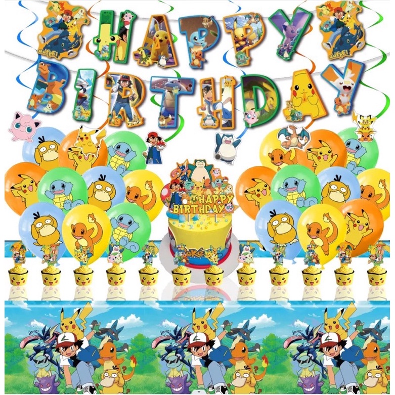 [Ready Stock]Pokemon New series Happy birthday party decorations SET ...
