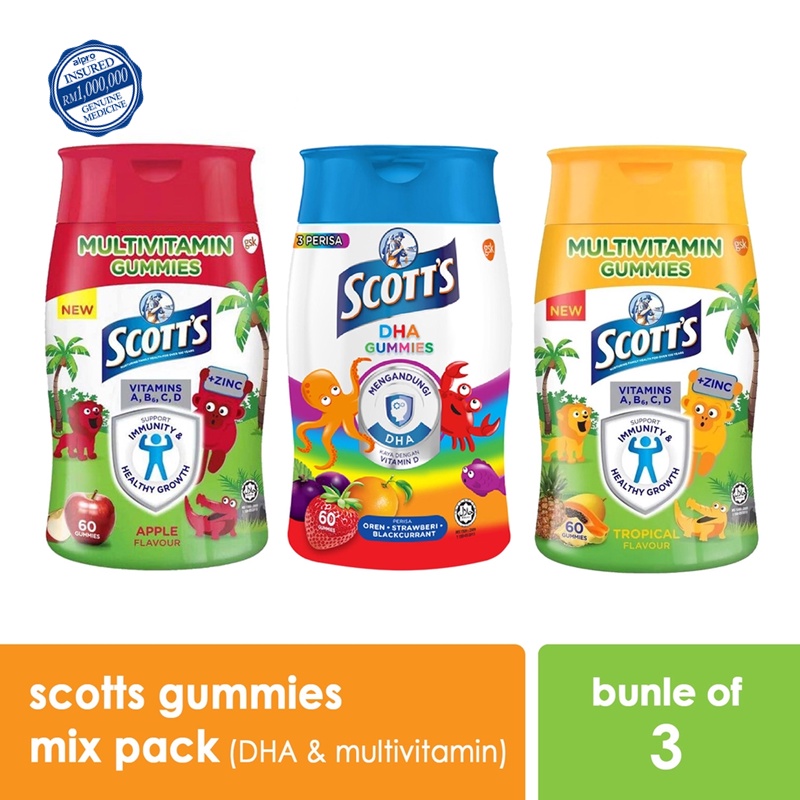 Scott's DHA & Multivitamin Gummies - Strawberry, Orange & Blackcurrant ...