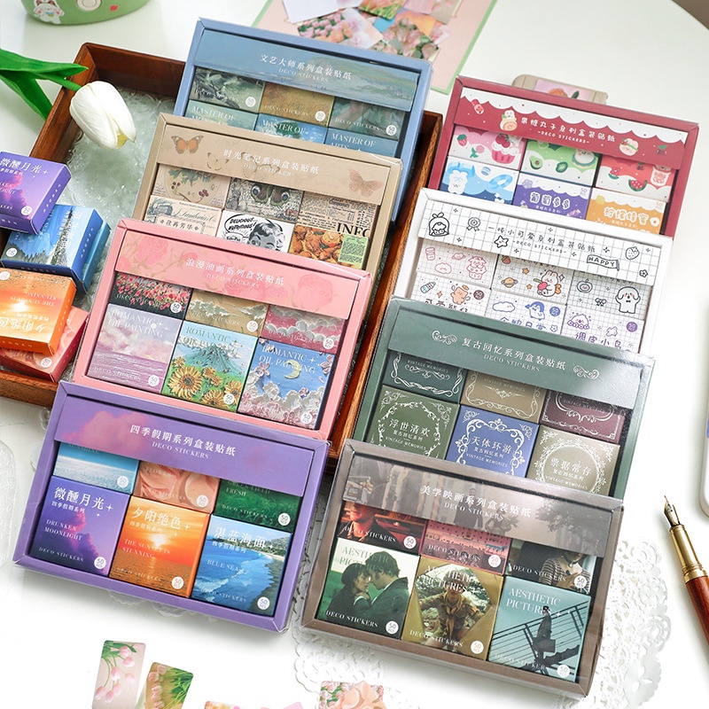 6 box/set Scrapbook supplies Boxed sticker set[Shi Guang Bi Ji series ...