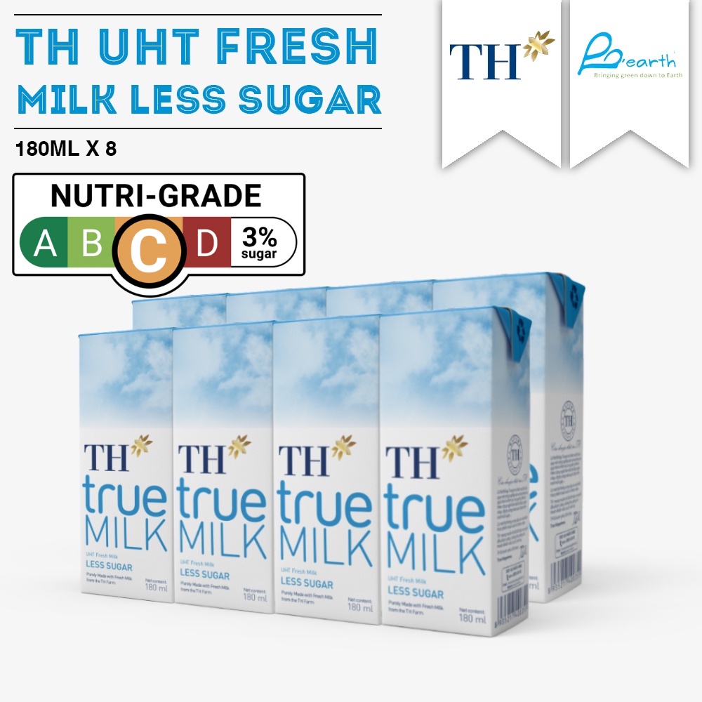 TH True Milk UHT Less Sugar Fresh Milk 8 X 180ML | Shopee Singapore