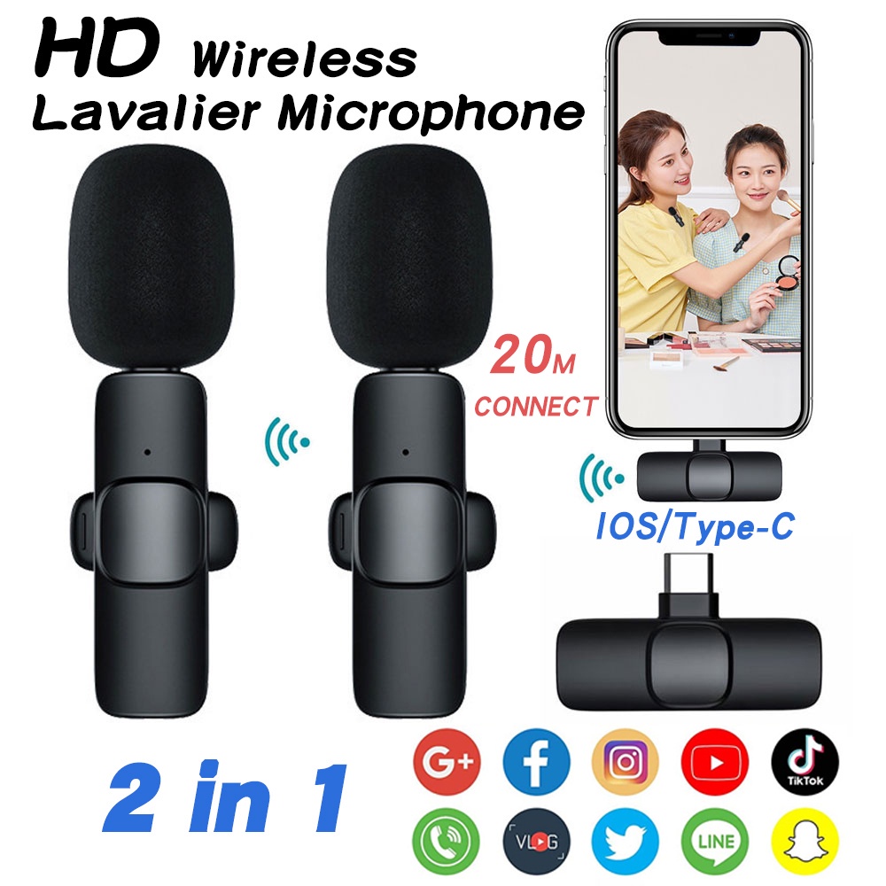Portable Wireless Lavalier Microphone Mini Microphone Video Vlog Live ...