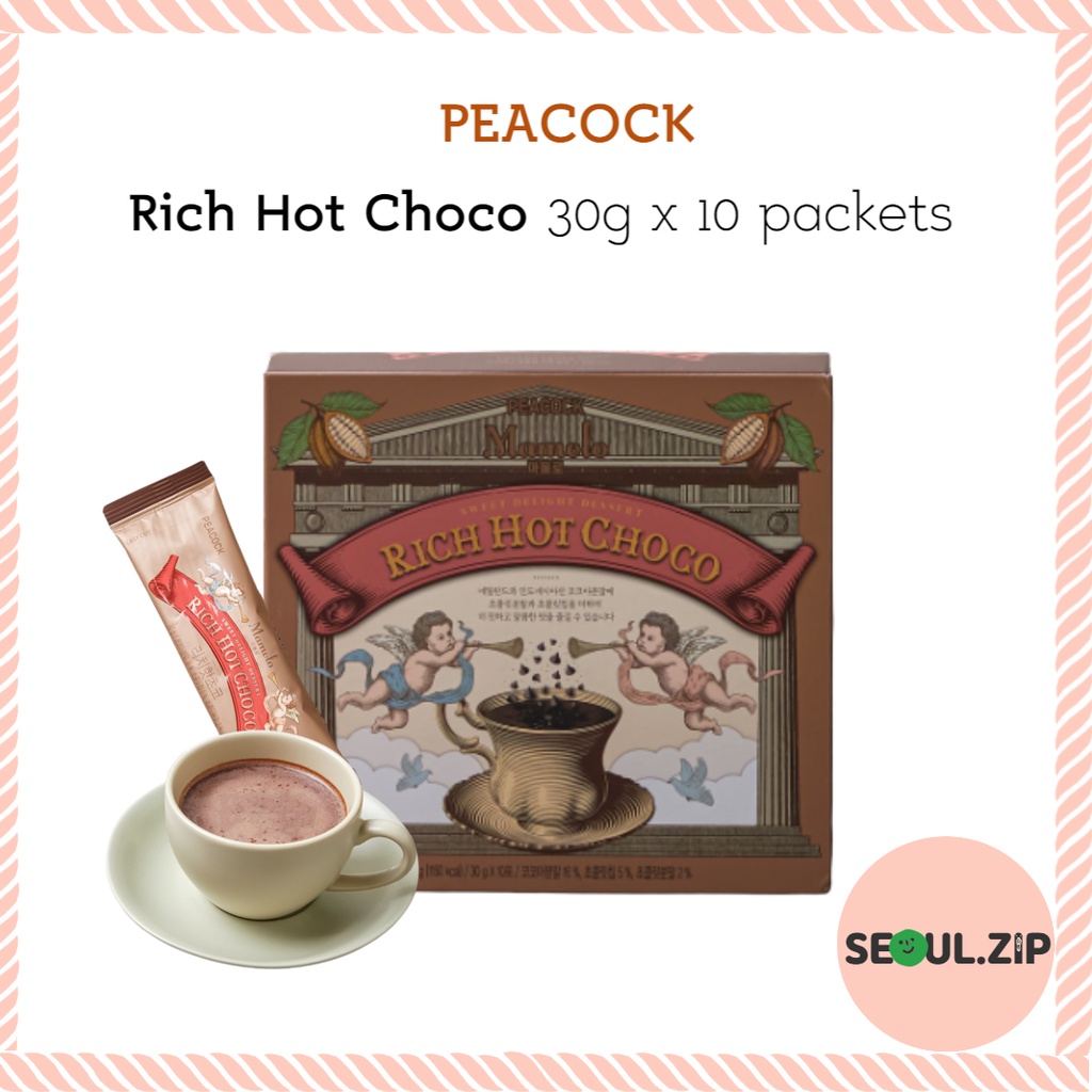 Peacock Mamolo Rich Hot Chocolate, Hot Cocoa, Korean Hot Chocolate 30g ...